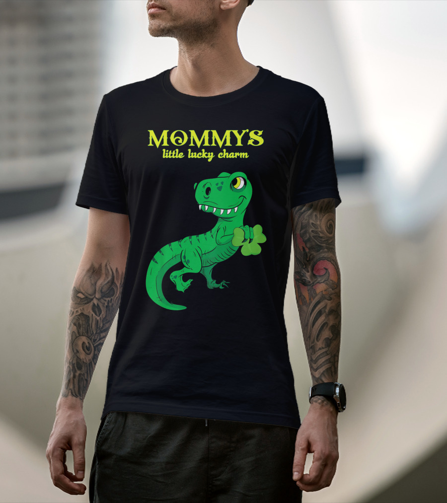 Mommy's Little Lucky Charm Dinosaur Kids St Patrick's Day T-Shirt