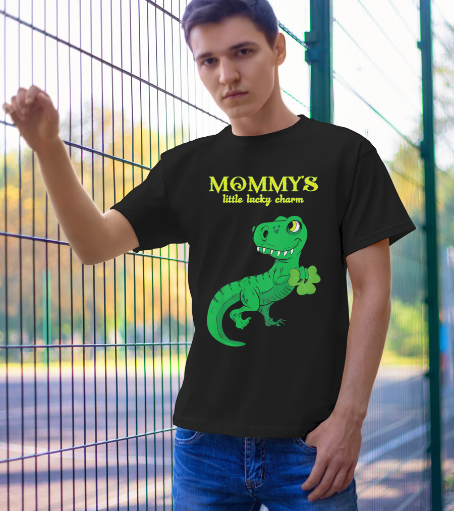 Mommy's Little Lucky Charm Dinosaur Kids St Patrick's Day T-Shirt