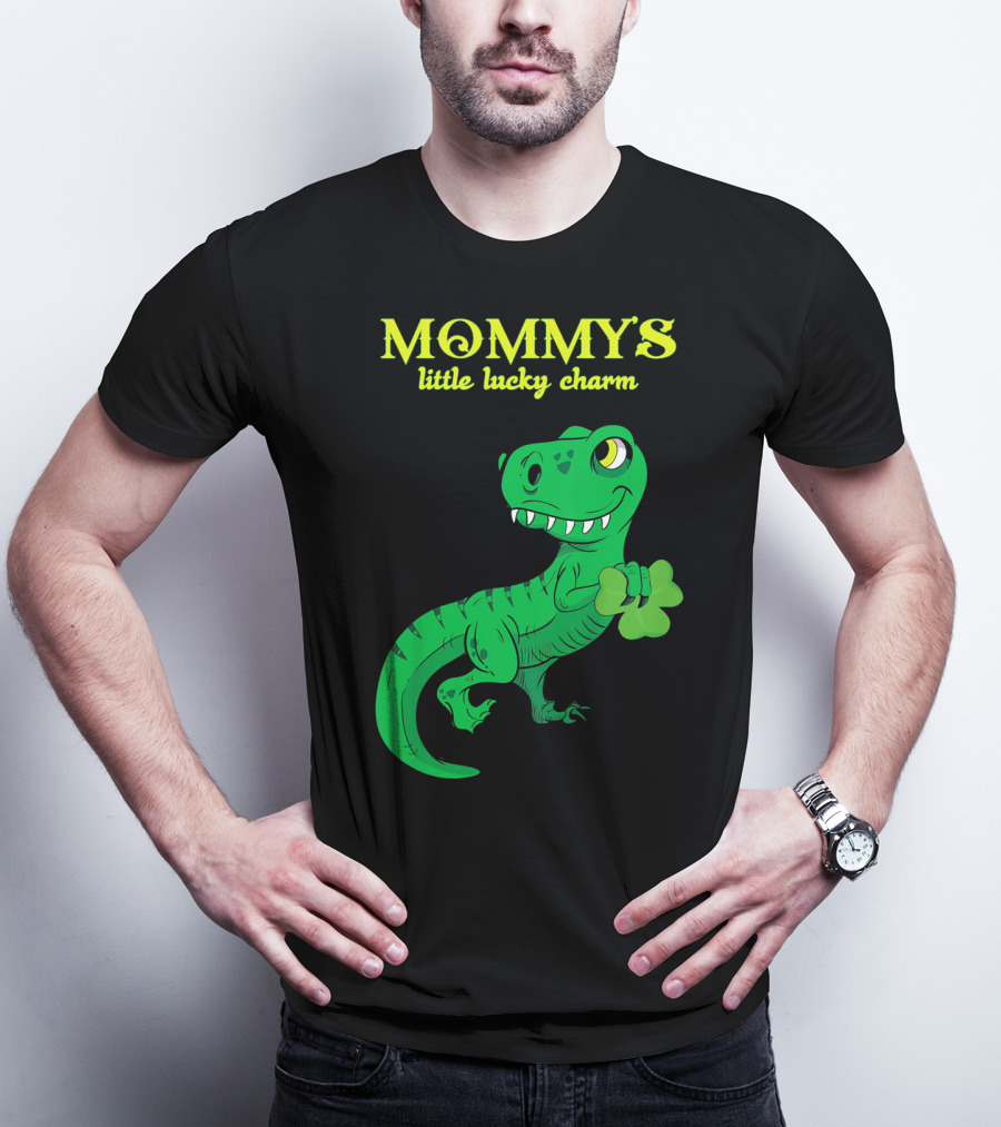 Mommy's Little Lucky Charm Dinosaur Kids St Patrick's Day T-Shirt