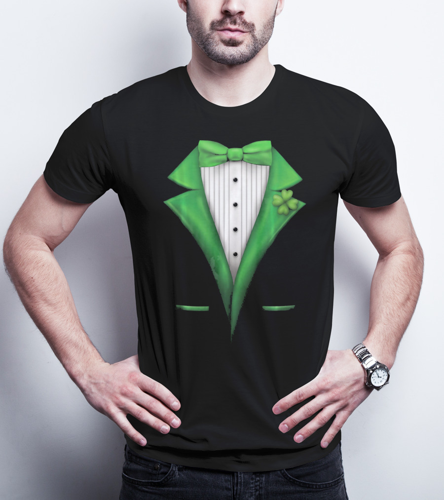 St. Patricks Day Clover Green Tuxedo Bow Tie Classic T-Shirt