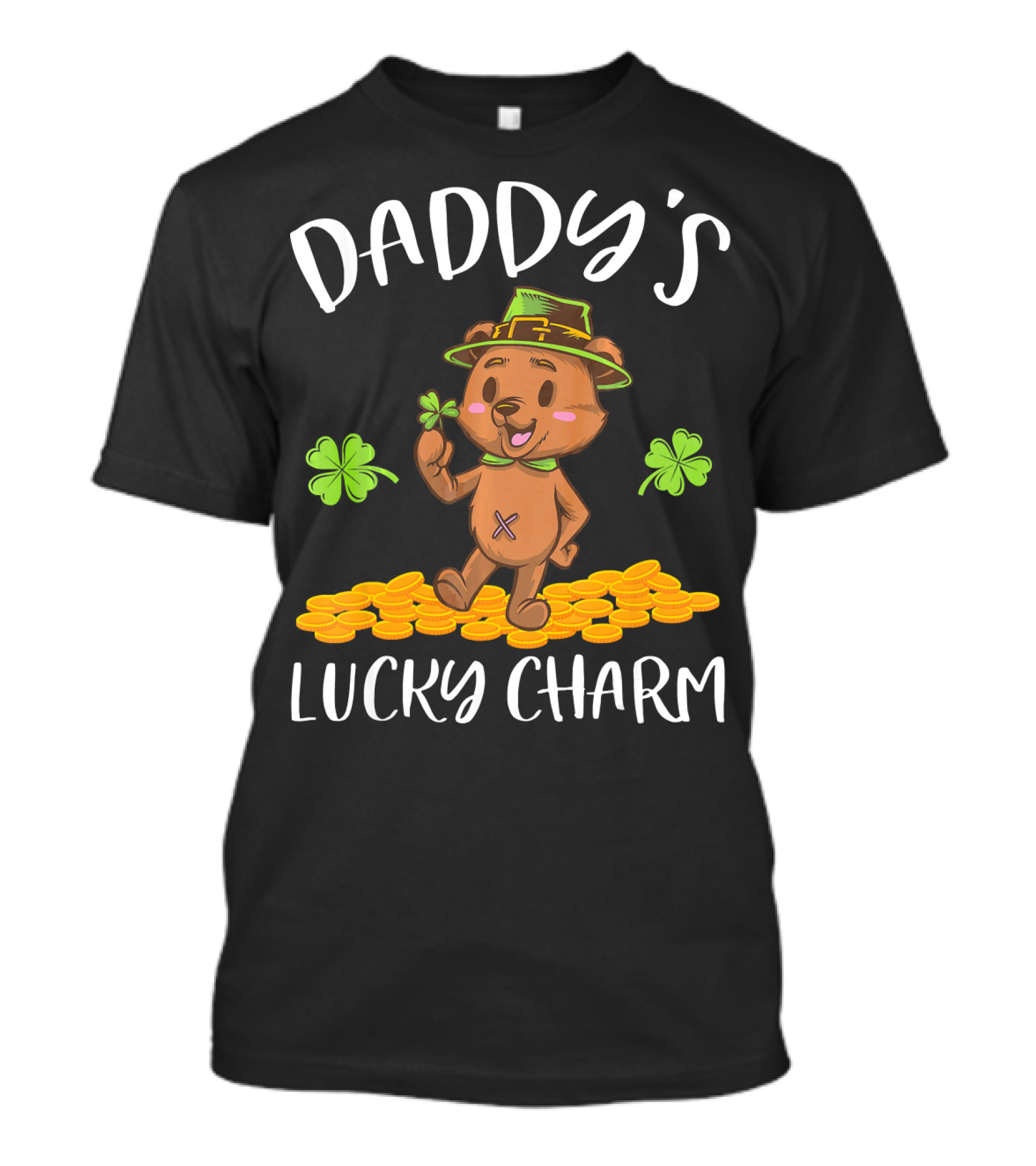 Daddy's Lucky Charm Leprechaun Bear Shamrock And Gold Coins T-Shirt