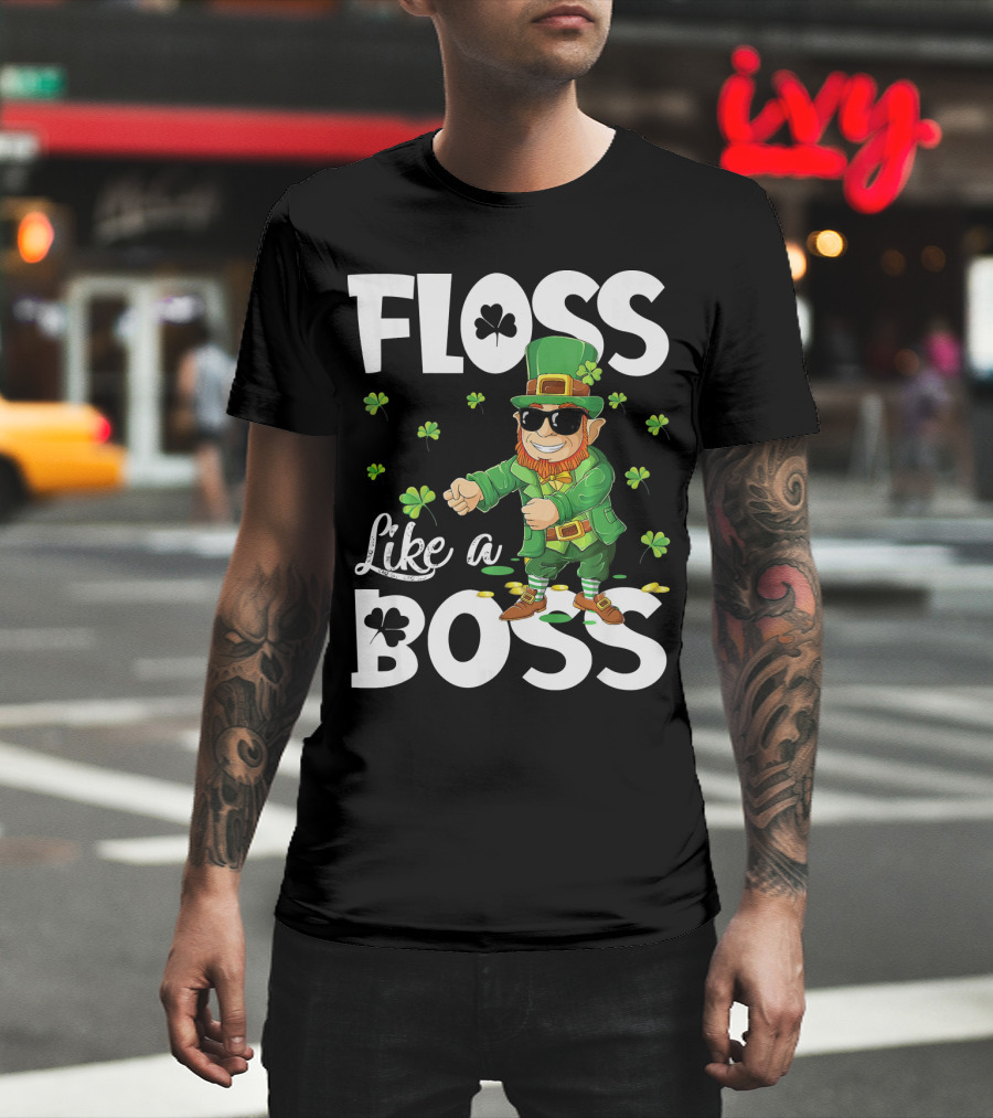 Floss Like A Boss Dancing Leprechaun With Shamrocks T-Shirt