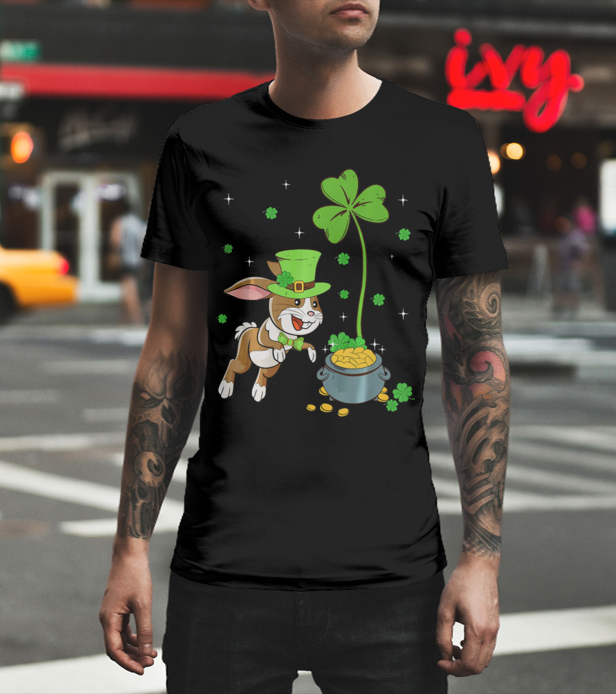 Shamrock Leprechaun Hare Lucky Clover Treasure T-Shirt