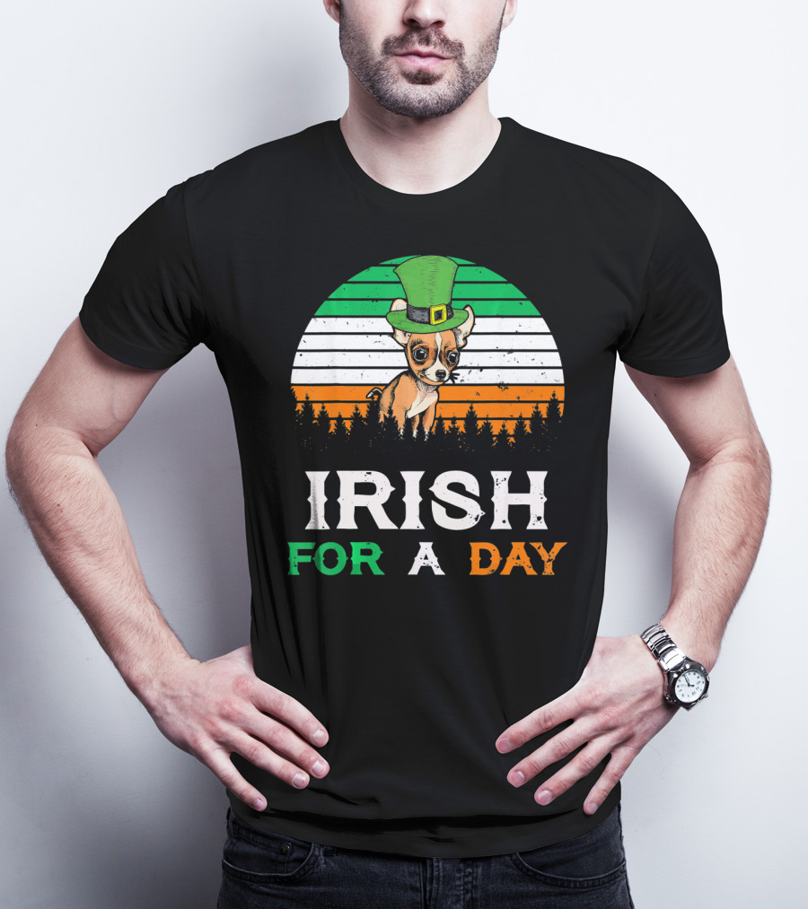 Irish For A Day Retro Vintage Chihuahua St. Patrick's Hat T-Shirt