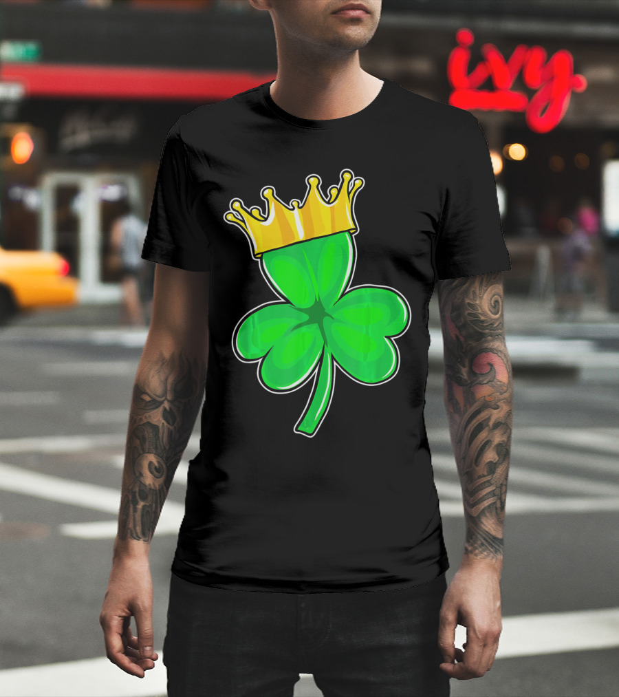 Four Leaf Clover King With Crown Of Luck T-Shirt