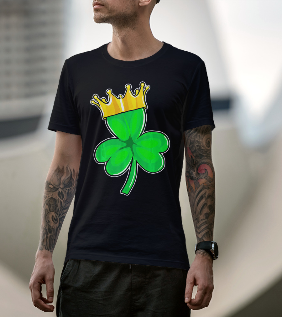 Four Leaf Clover King With Crown Of Luck T-Shirt
