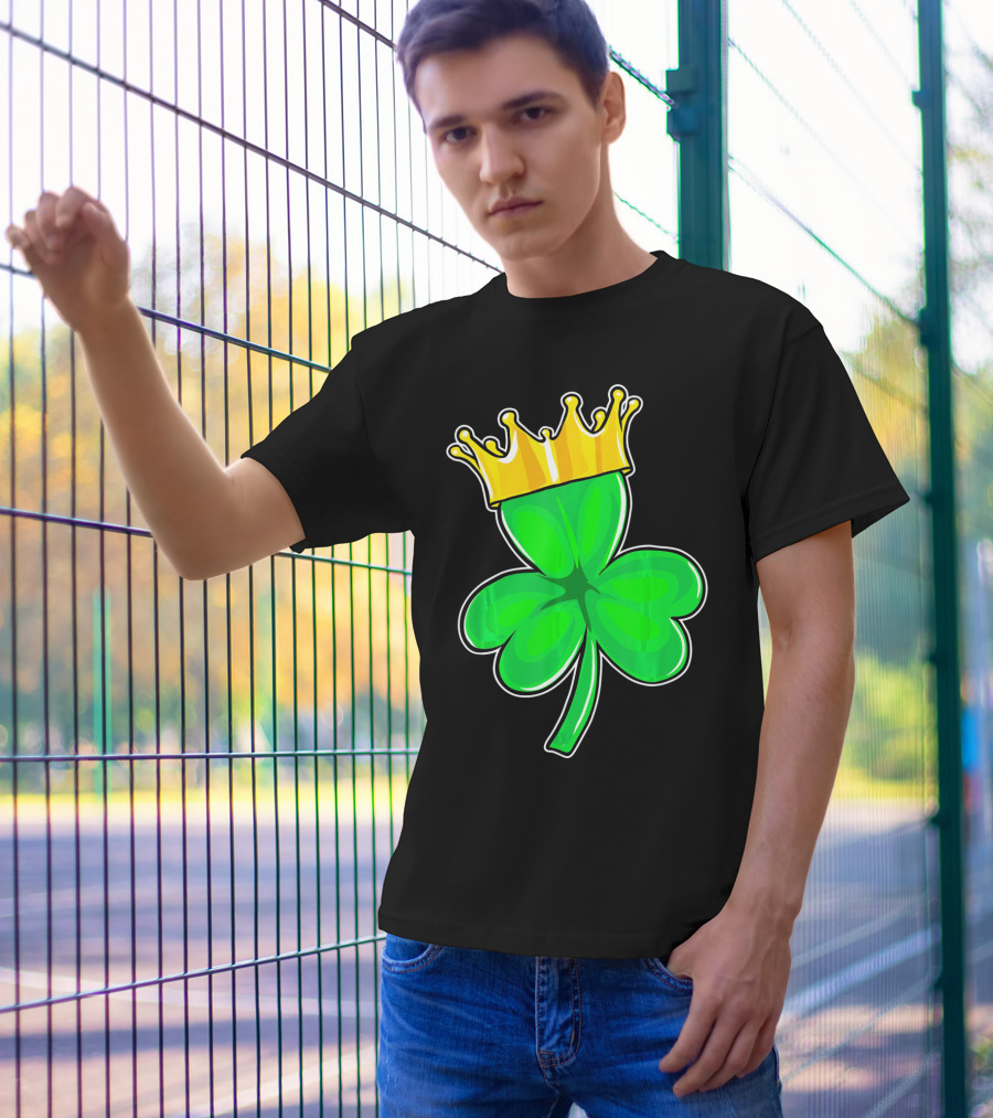 Four Leaf Clover King With Crown Of Luck T-Shirt