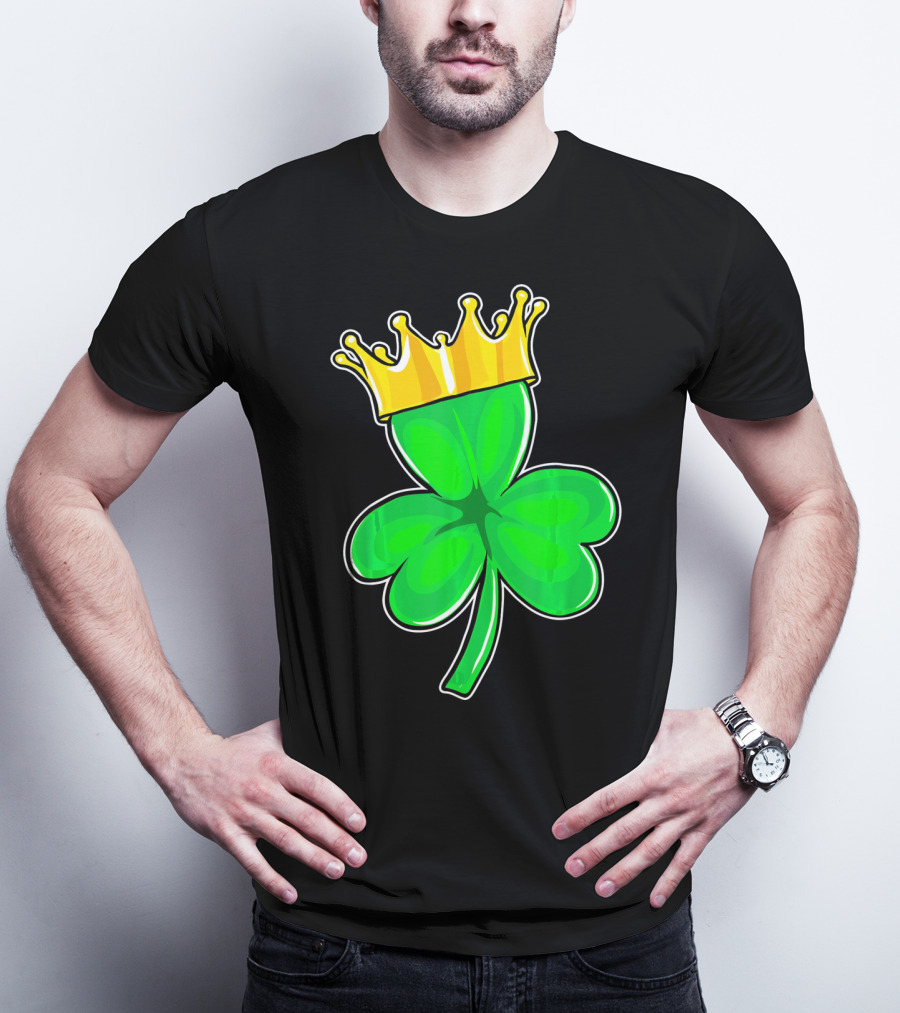 Four Leaf Clover King With Crown Of Luck T-Shirt