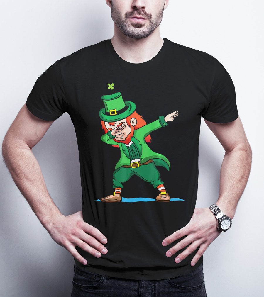 Saint Patricks Day Leprechaun Dabbing Clover Iconic Festive Green T-Shirt