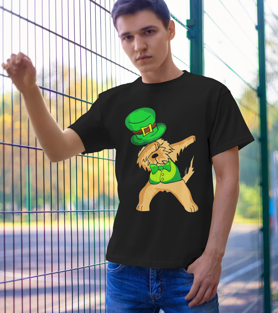 Dabbing Leprechaun Kids Irish Terrier St. Patrick's Day Dog Bow Tie T-Shirt