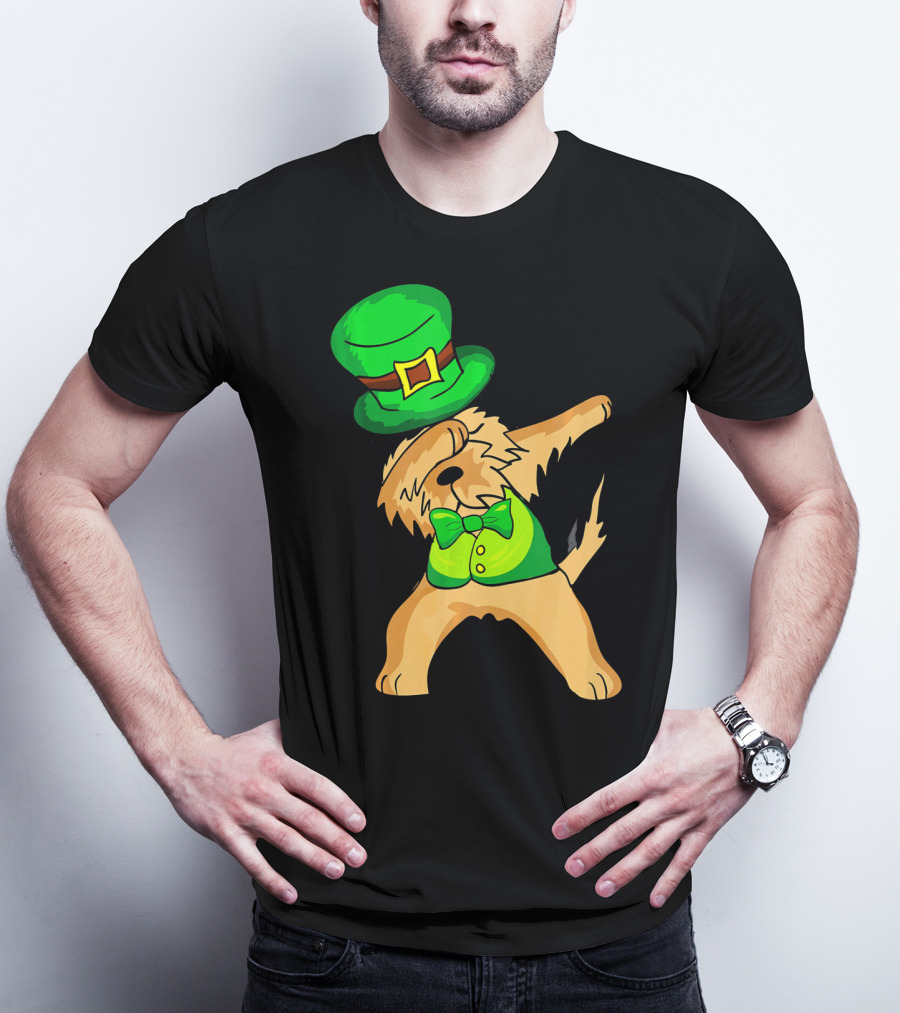 Dabbing Leprechaun Kids Irish Terrier St. Patrick's Day Dog Bow Tie T-Shirt