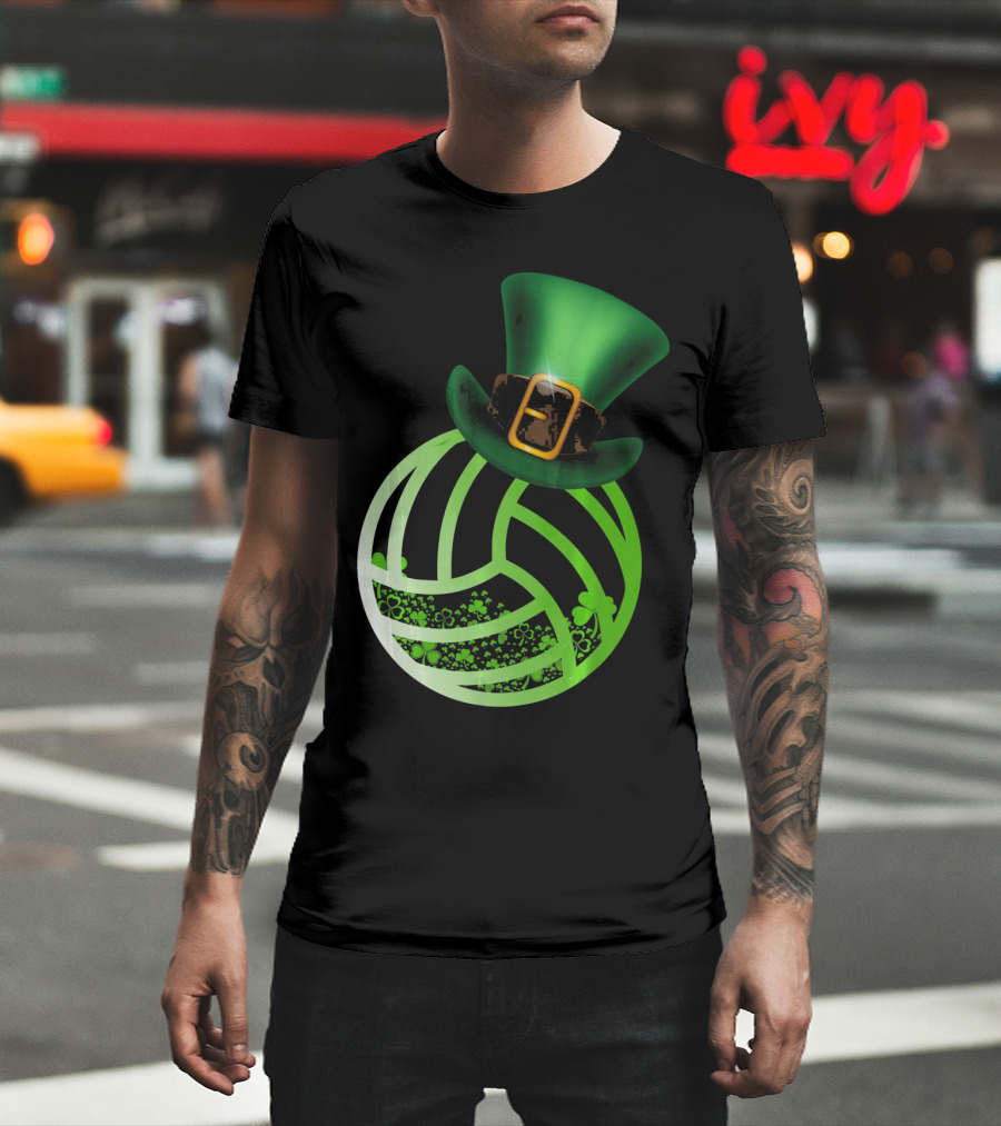 Shamrock Volleyball Leprechaun St Patrick's Green Hat T-Shirt
