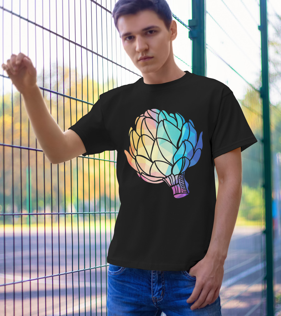 Low Poly Artichoke Vegetarian Rainbow Geometric T-Shirt