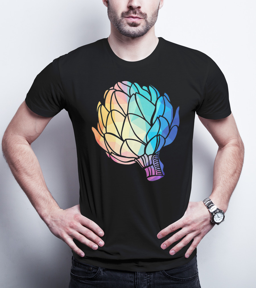 Low Poly Artichoke Vegetarian Rainbow Geometric T-Shirt