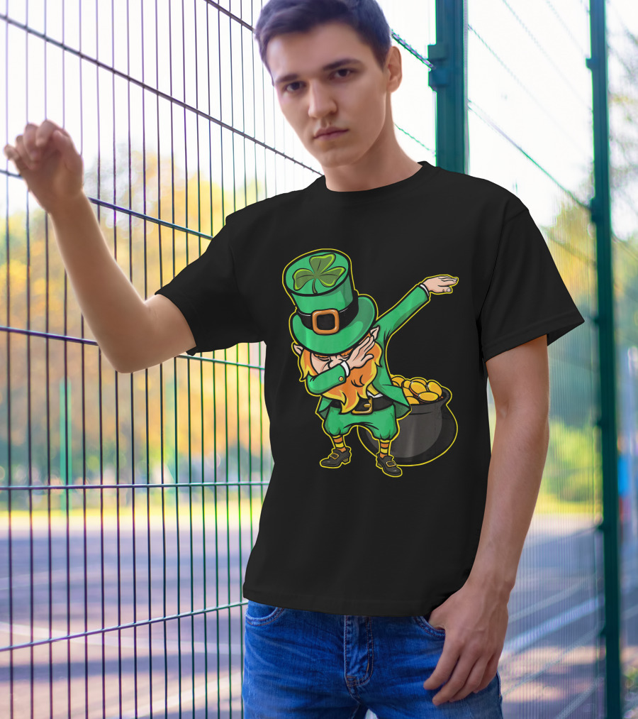 Dabbing Leprechaun Dabechaun Pot Of Gold T-Shirt