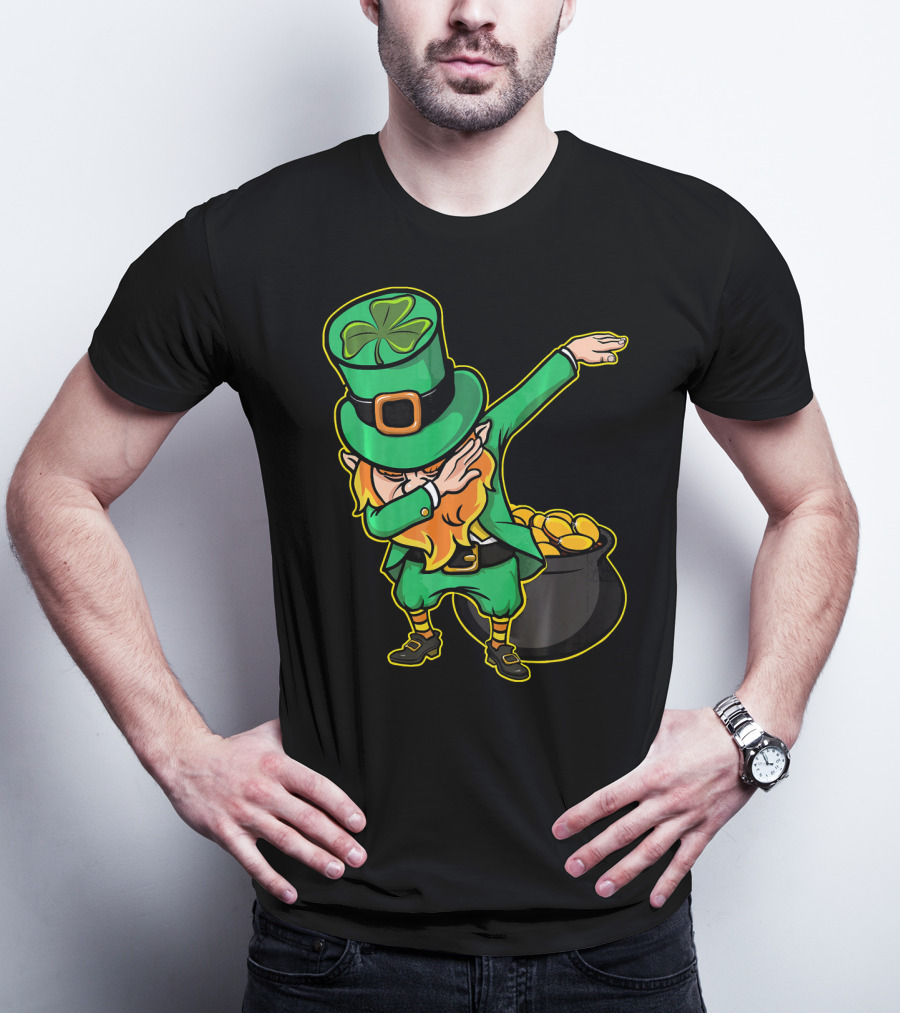 Dabbing Leprechaun Dabechaun Pot Of Gold T-Shirt