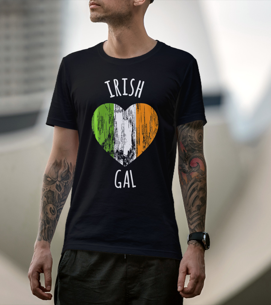 Irish Gal Heart With Irish Flag St. Patricks Day T-Shirt
