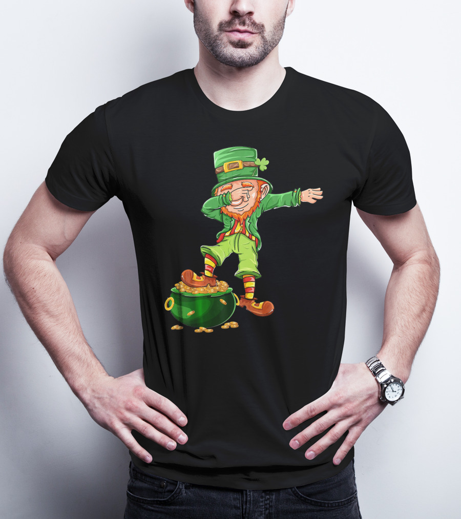 Leprechaun Dabbing St Patricks Day Pot Of Gold T-Shirt