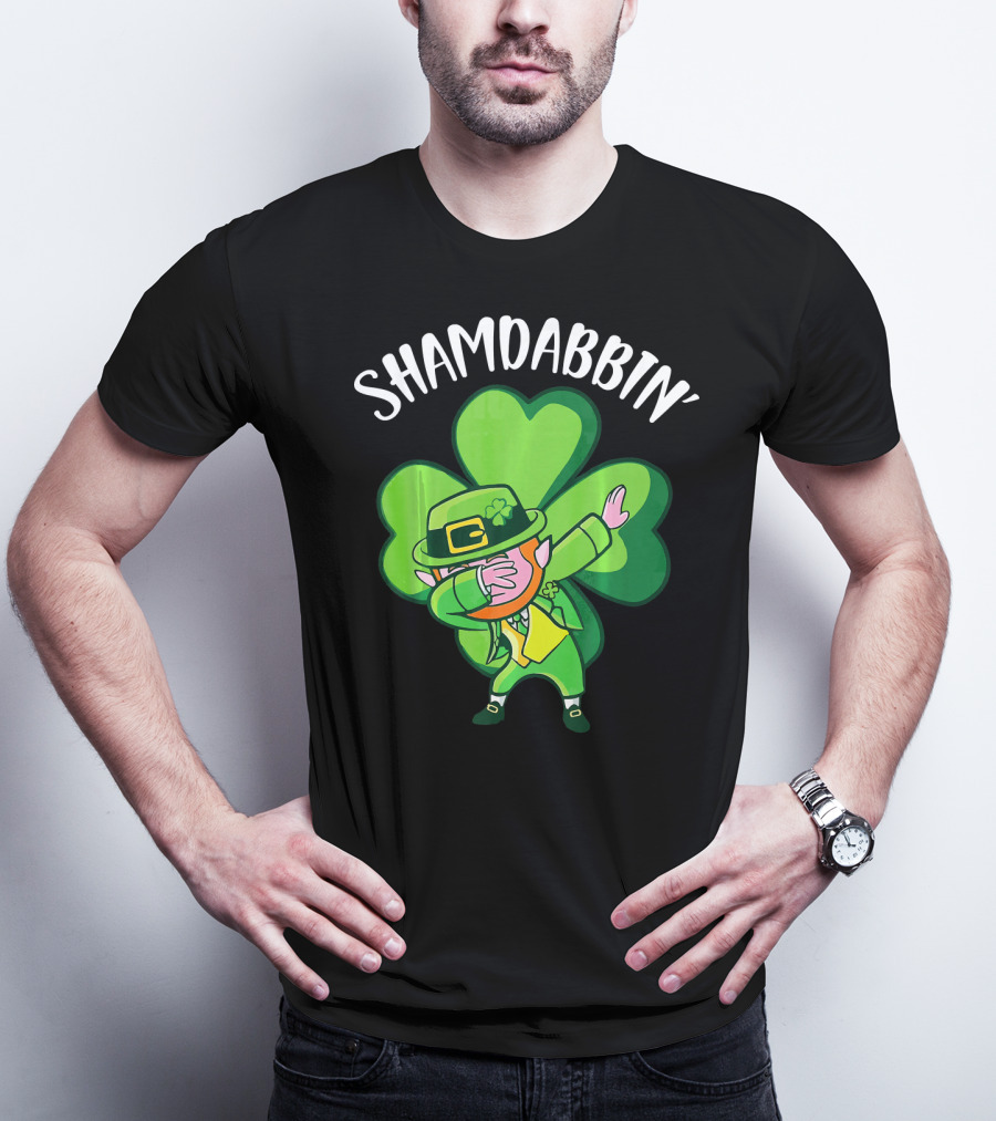 SHAMDABBIN' Leprechaun Dabbing With Big Shamrock T-Shirt