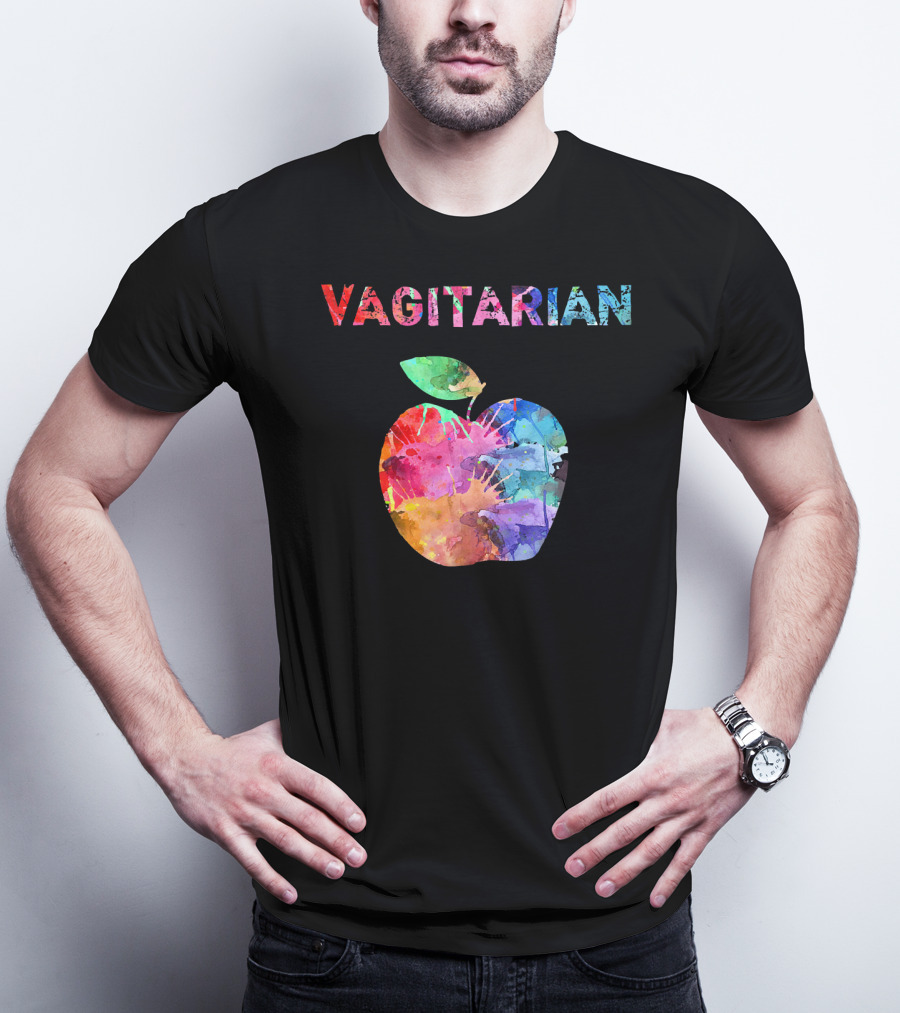 Vagitarian Watercolor Apple Vegetarian Funny T-Shirt