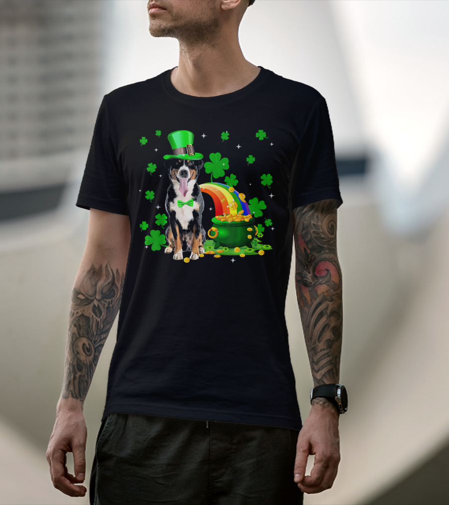 Leprechaun Appenzeller Sennenhund St Patrick's Day Rainbow Pot Of Gold Shamrocks T-Shirt