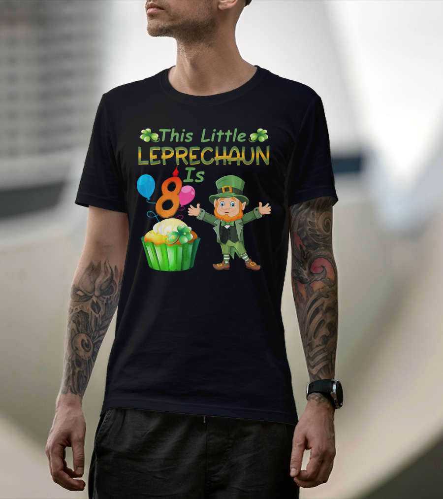 This Little Leprechaun Is 8 Birthday Cupcake Balloons T-Shirt