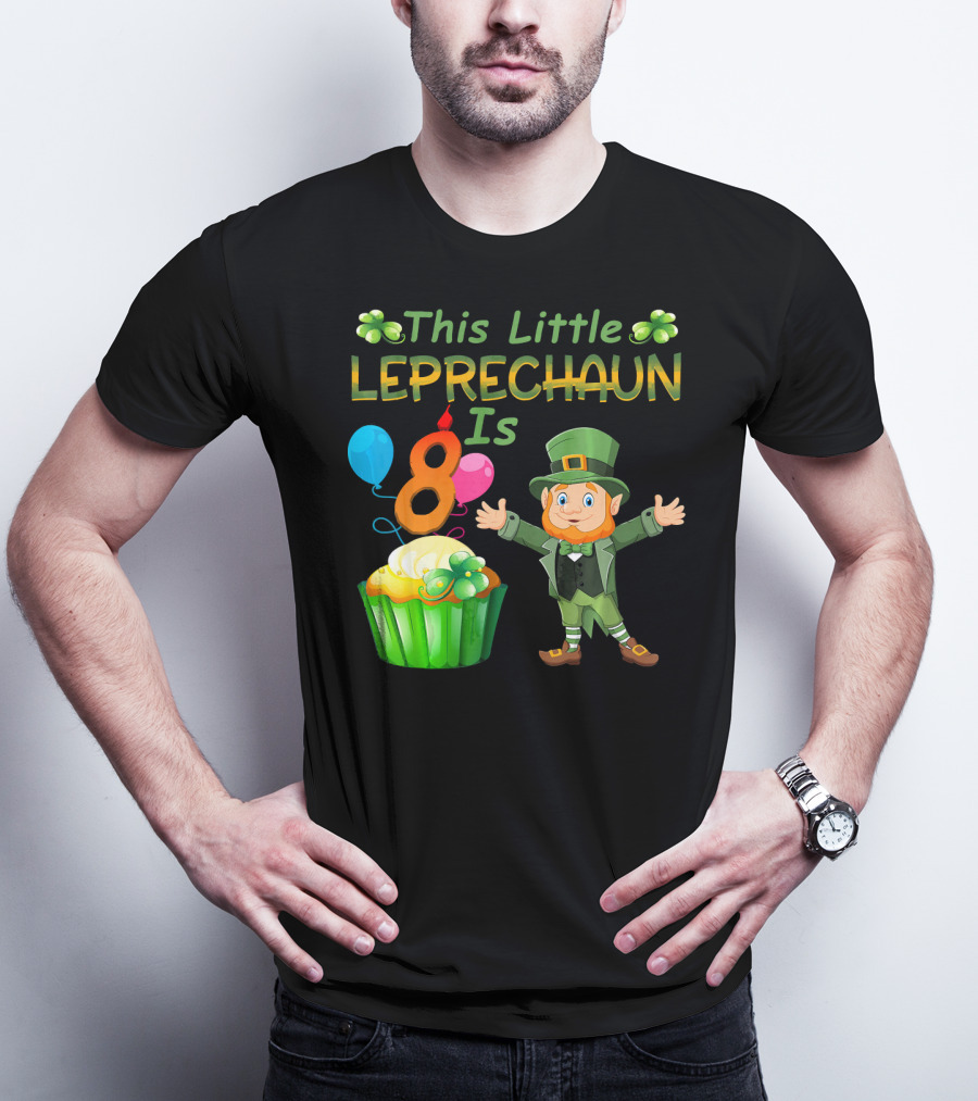 This Little Leprechaun Is 8 Birthday Cupcake Balloons T-Shirt