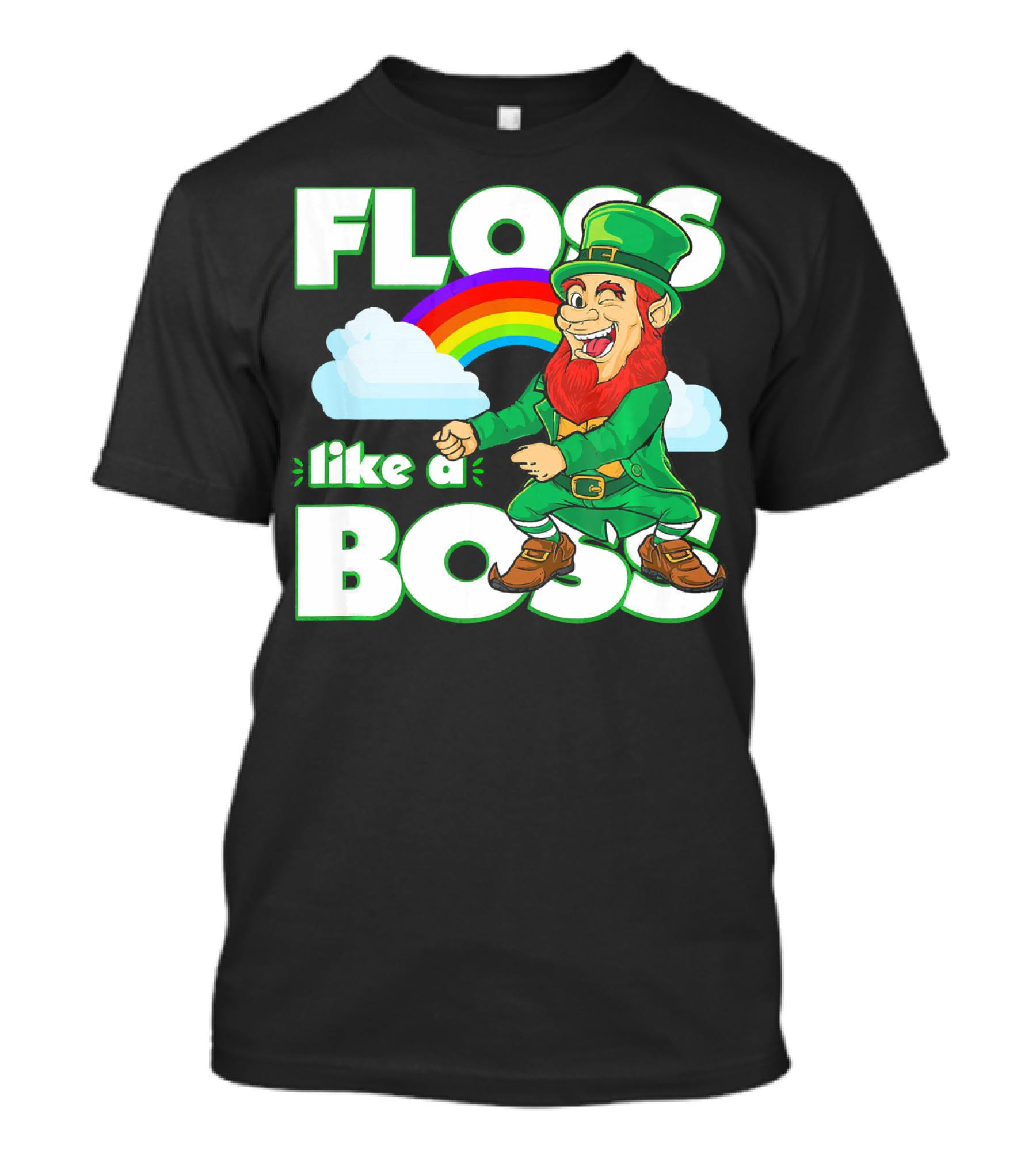 Floss Like A Boss St. Patricks Leprechaun Rainbow T-Shirt
