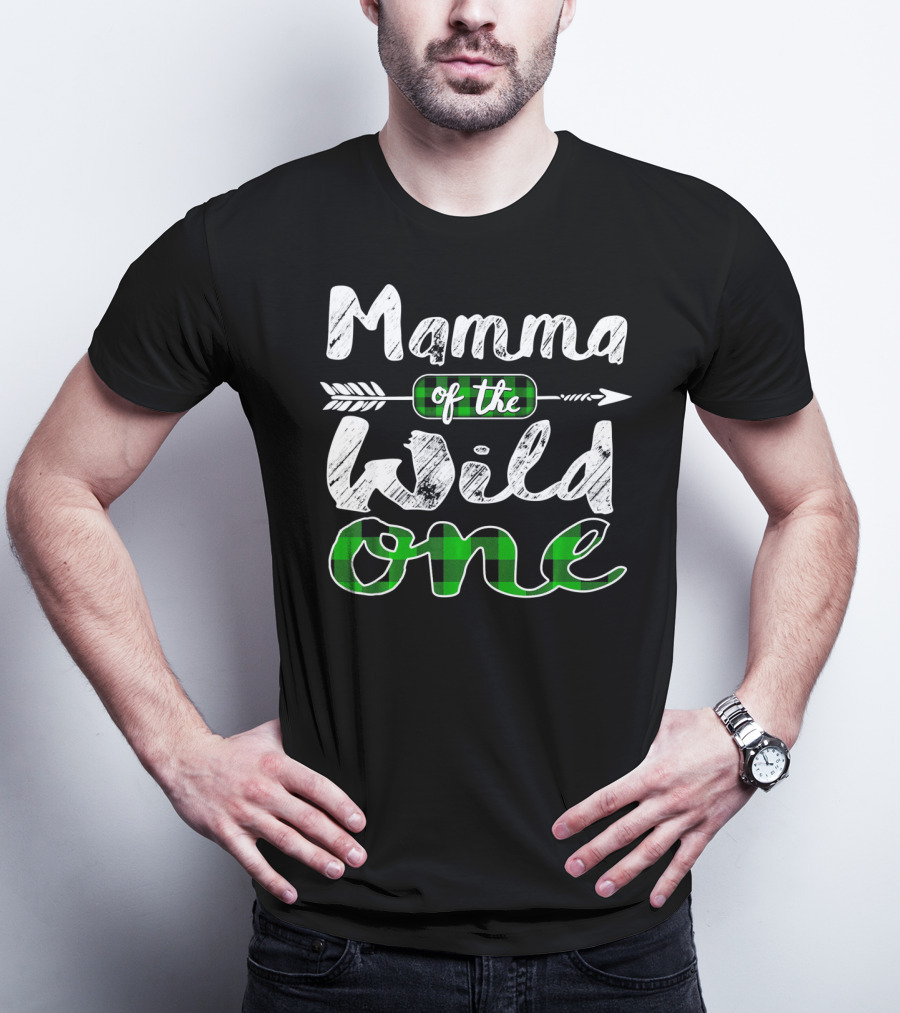 Mamma Of The Wild One Arrow Plaid T-Shirt