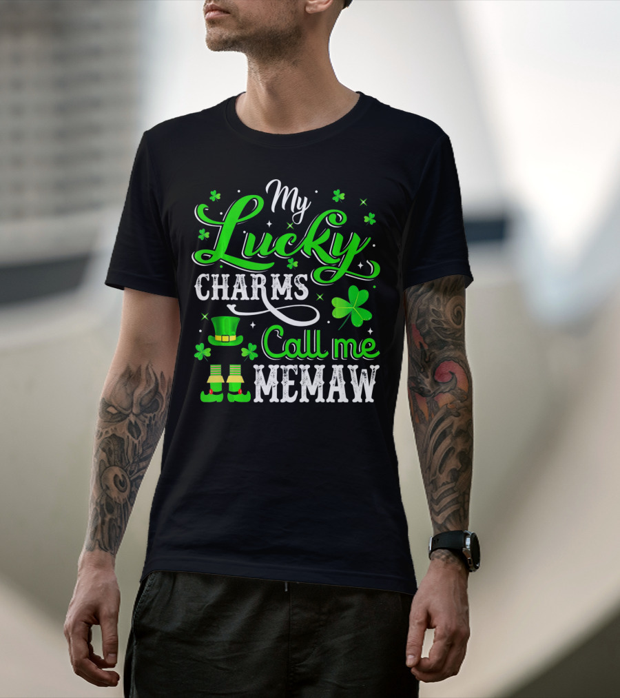 My Lucky Charms Call Me Memaw Saint Patrick Shamrock Hat Boots T-Shirt