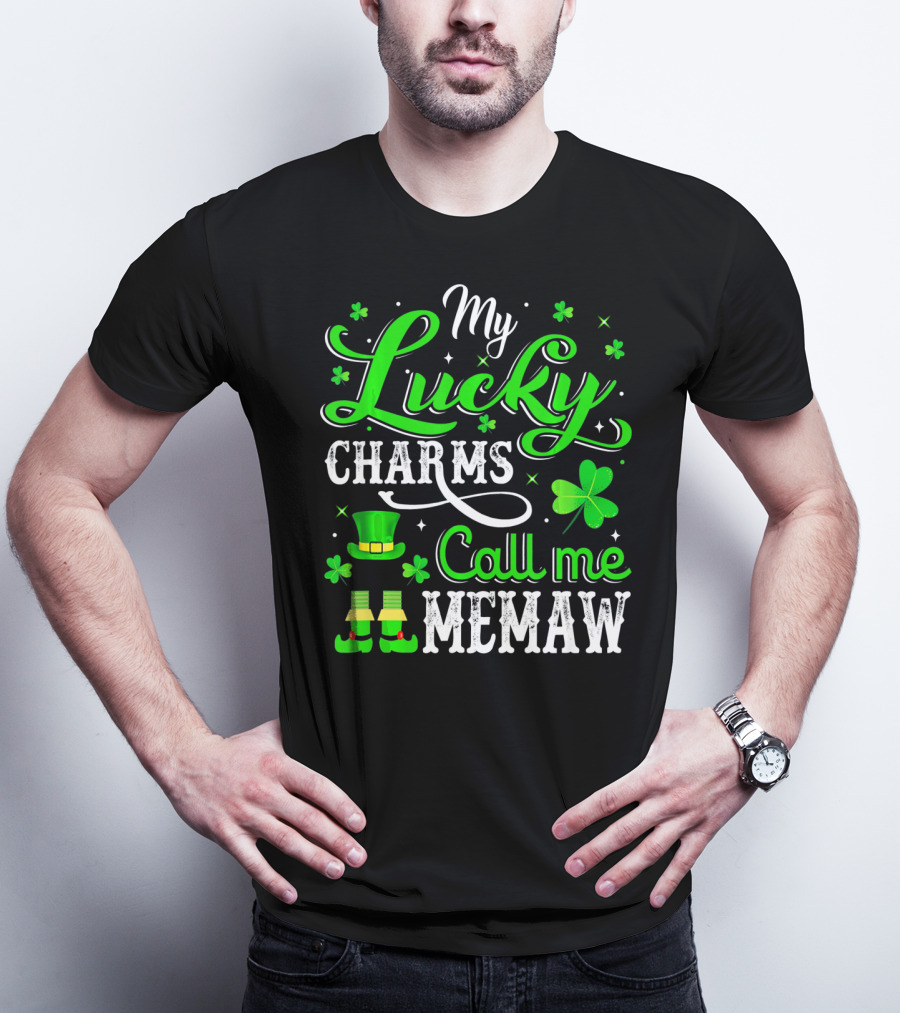 My Lucky Charms Call Me Memaw Saint Patrick Shamrock Hat Boots T-Shirt
