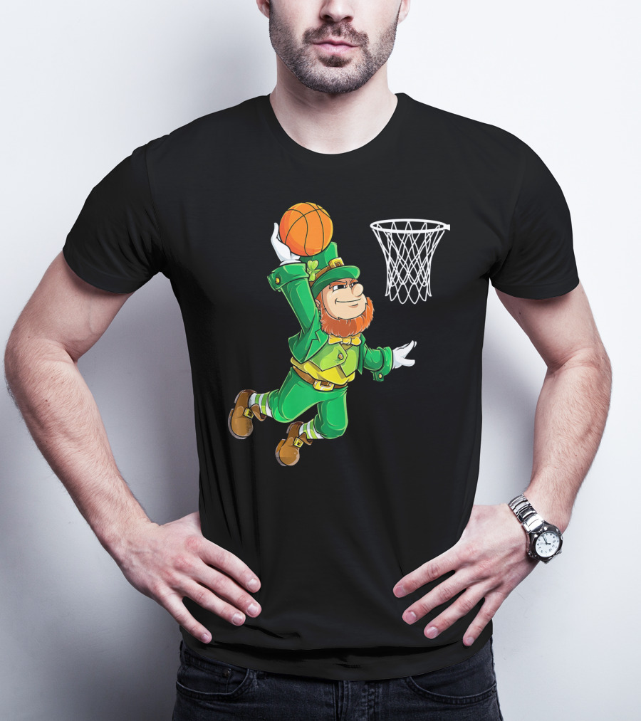 Leprechaun Basketball Dunk St Patrick's Day T-Shirt