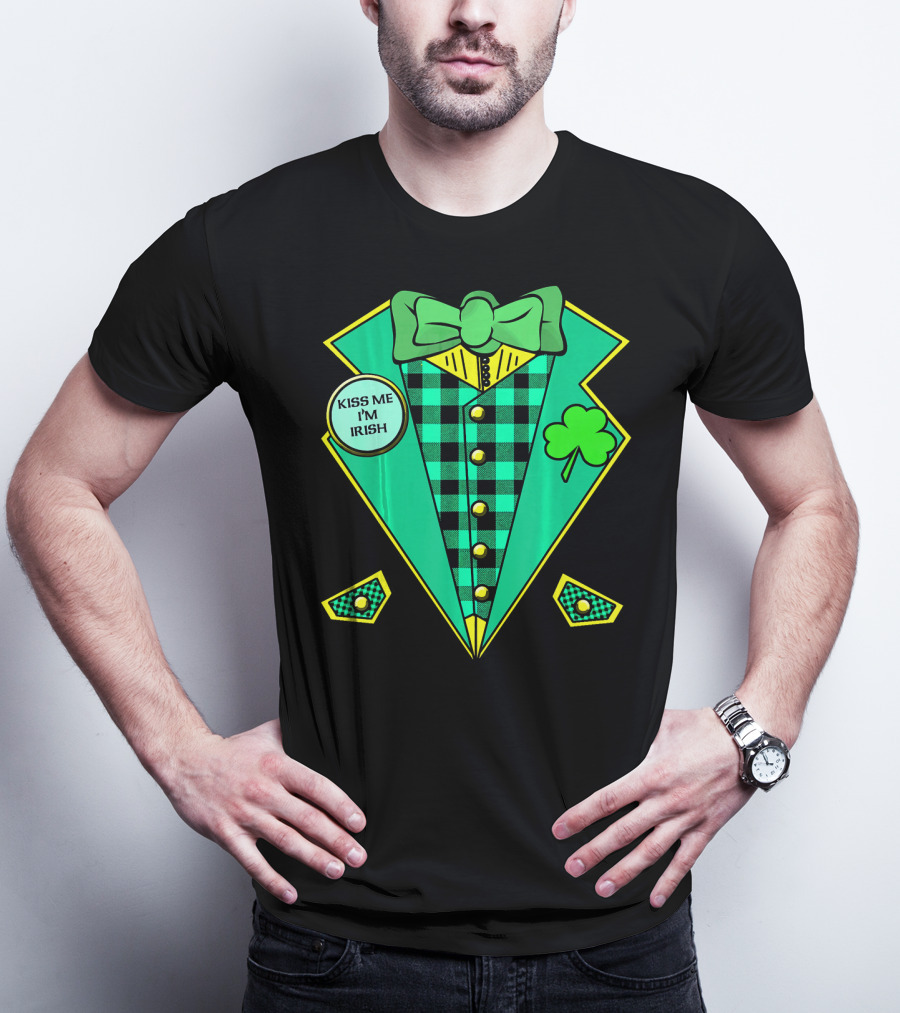 Kiss Me I'm Irish Leprechaun Costume Look With Bow Tie And Shamrock T-Shirt