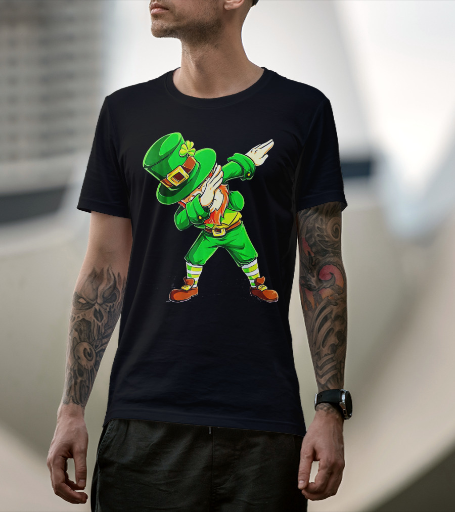 Leprechaun Dabbing Dance Pose In Green Costume T-Shirt