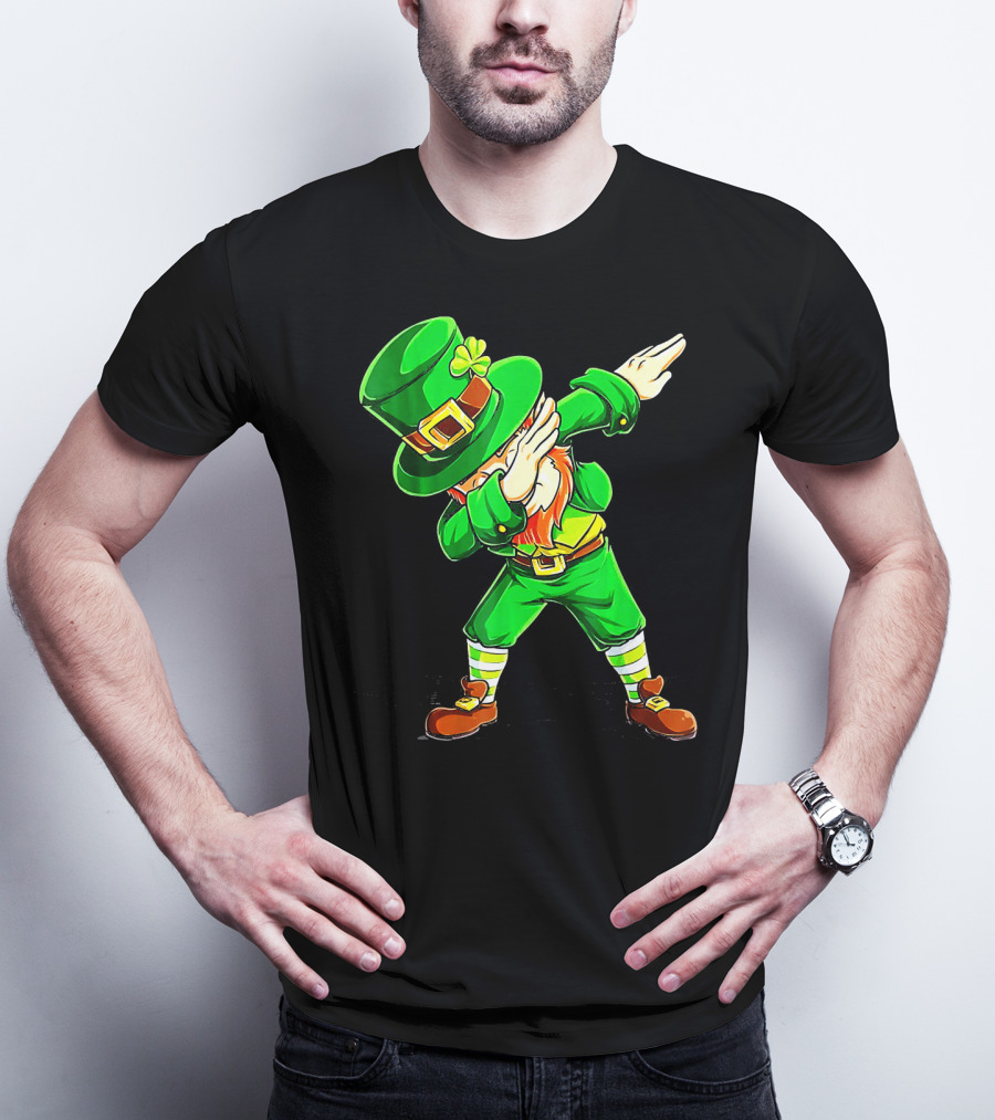 Leprechaun Dabbing Dance Pose In Green Costume T-Shirt