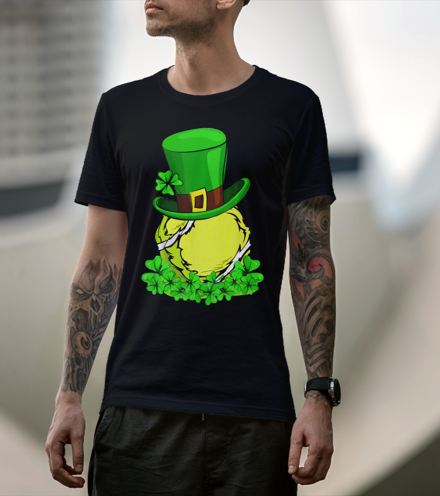 Leprechaun Hat Shamrock Tennis Ball St Patrick T-Shirt