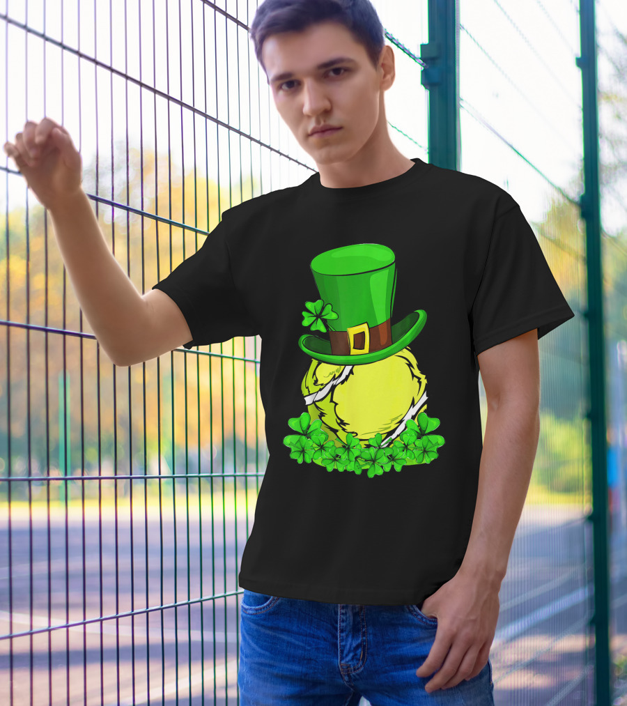 Leprechaun Hat Shamrock Tennis Ball St Patrick T-Shirt