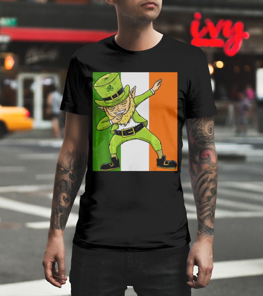 Irish Flag Dabbing Leprechaun St Patrick's Day T-Shirt