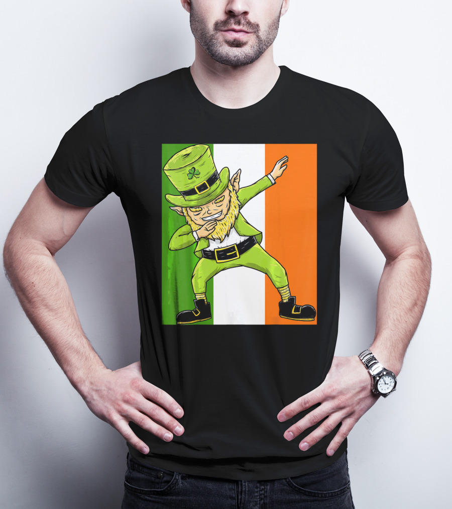 Irish Flag Dabbing Leprechaun St Patrick's Day T-Shirt