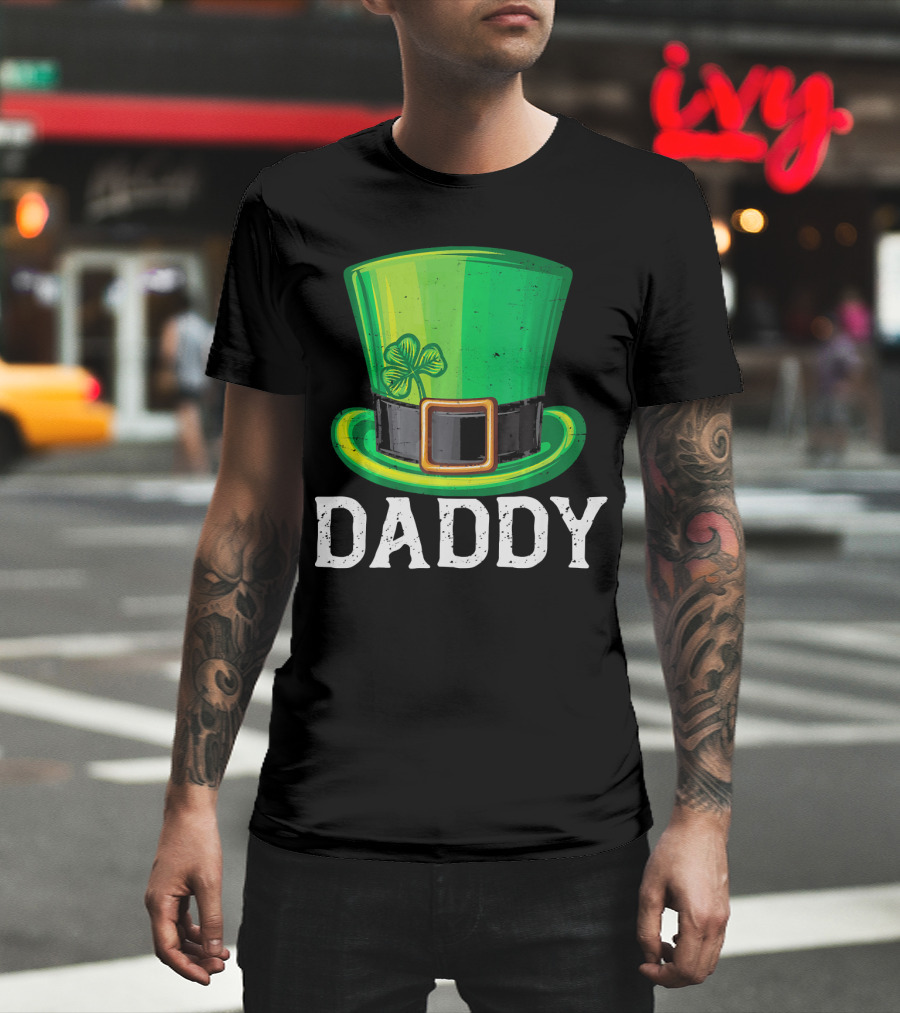 Daddy Leprechaun Hat Shamrock Matching Family T-Shirt