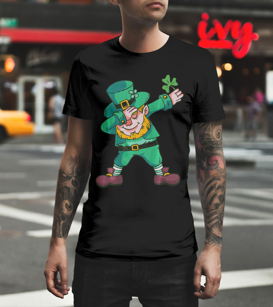 Dabbing Leprechaun Irish Shamrock T-Shirt