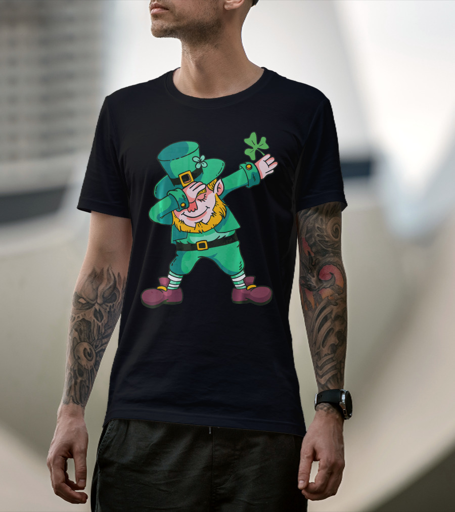 Dabbing Leprechaun Irish Shamrock T-Shirt