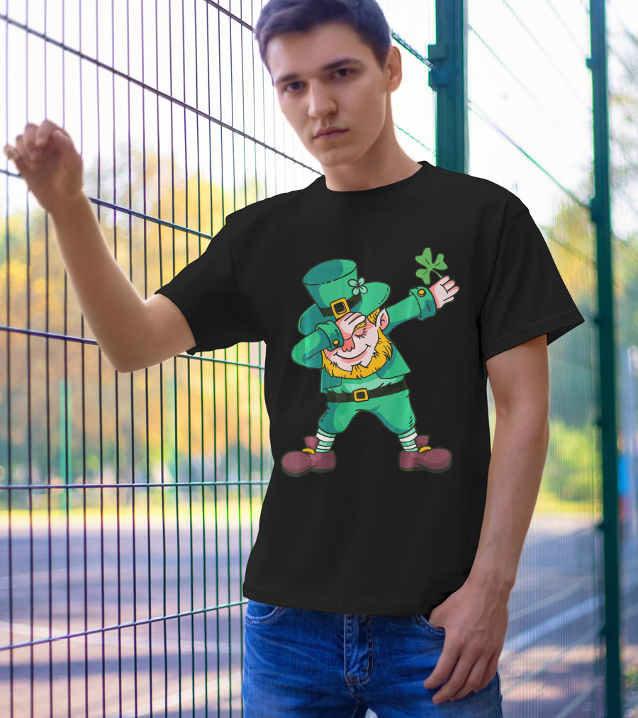 Dabbing Leprechaun Irish Shamrock T-Shirt