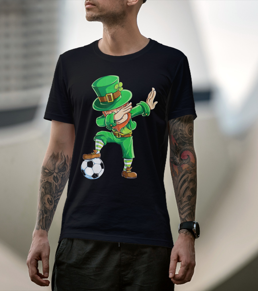Dabbing Leprechaun Soccer Ball St Patricks Day T-Shirt