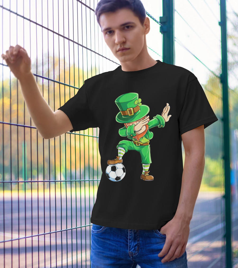 Dabbing Leprechaun Soccer Ball St Patricks Day T-Shirt