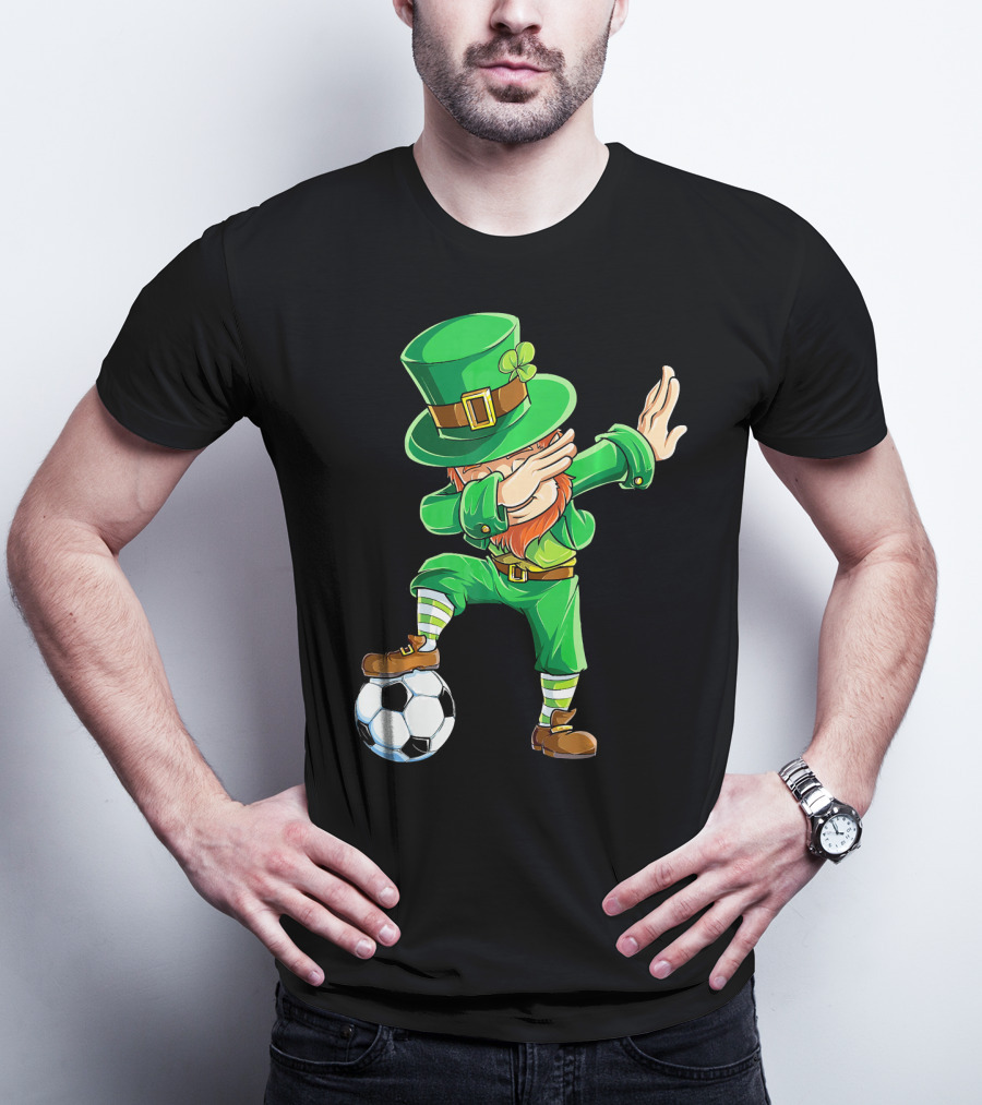 Dabbing Leprechaun Soccer Ball St Patricks Day T-Shirt