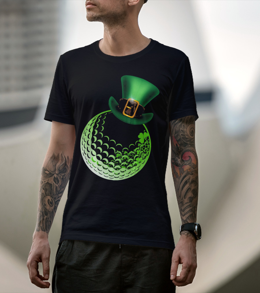 Shamrock Golf Ball With Leprechaun Hat St Patrick's Day Fun T-Shirt