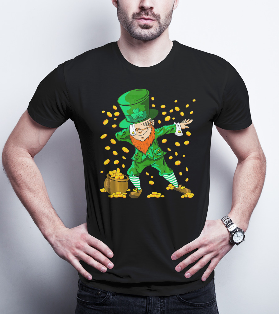 Dabbing Leprechaun With Gold Coins For St Patrick's Day T-Shirt