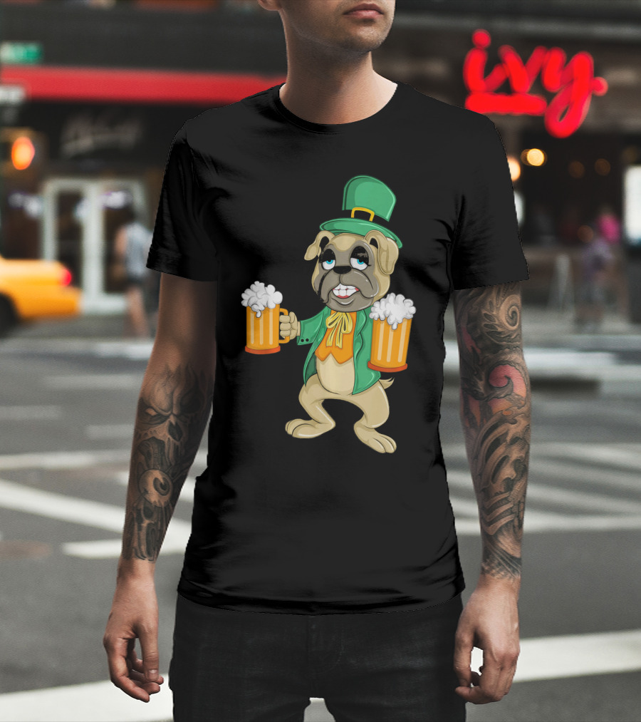 Irish Leprechaun Pug With Beers For St. Patrick's T-Shirt