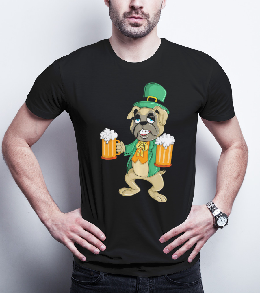 Irish Leprechaun Pug With Beers For St. Patrick's T-Shirt